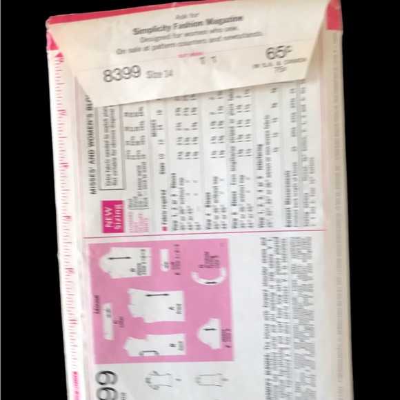 Simplicity | Other | Vintage Misses 8399 Simplicity Size 4 Bust 36 ...